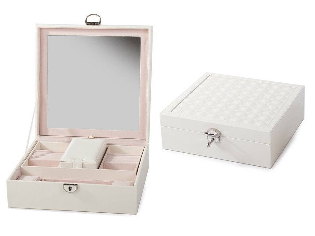 Cream Jewellery Box with Watch Compartments inc. Mirror - nsejt.