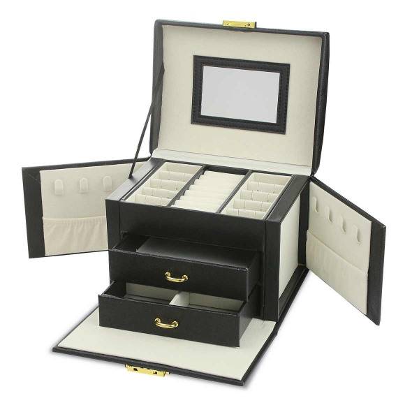 Black Medium Jewellery Box with Gold Lock - nsejt.mt