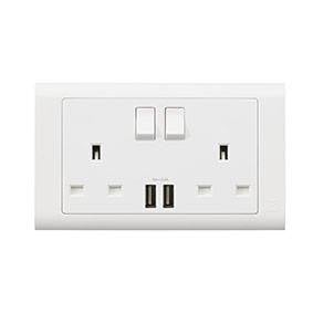 MK ESSENTIALS SW SOCKET 2G 13A DP + 2 USB A (Bx10) - Calleja Ltd.